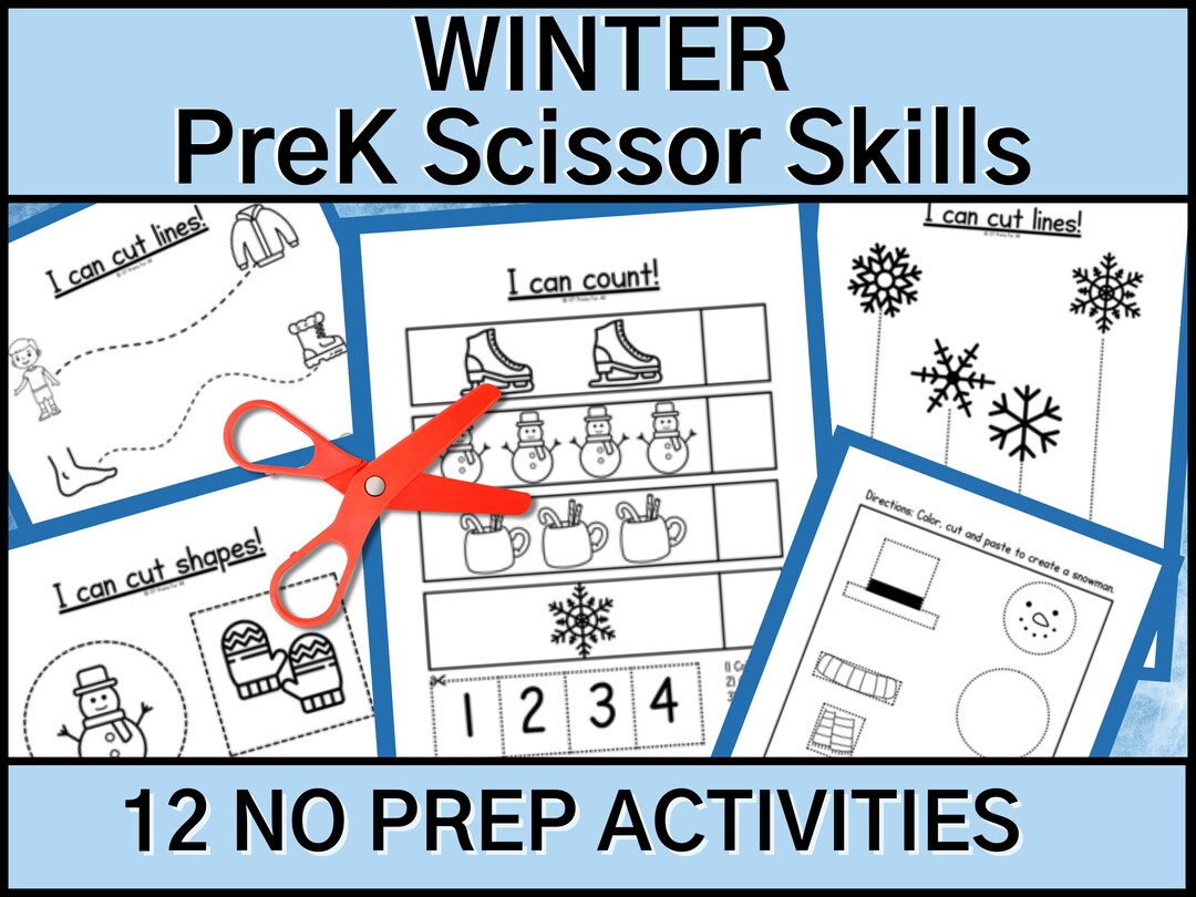 Winter Preschool Fine Motor Cutting Worksheets Winter Preschool ...