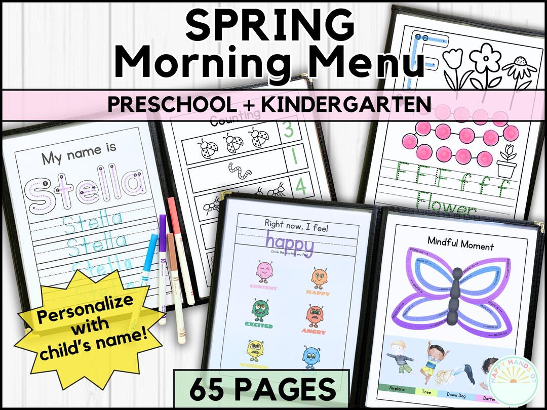 Spring Pre K Morning Menu Homeschool Preschool Handwriting Practice ...