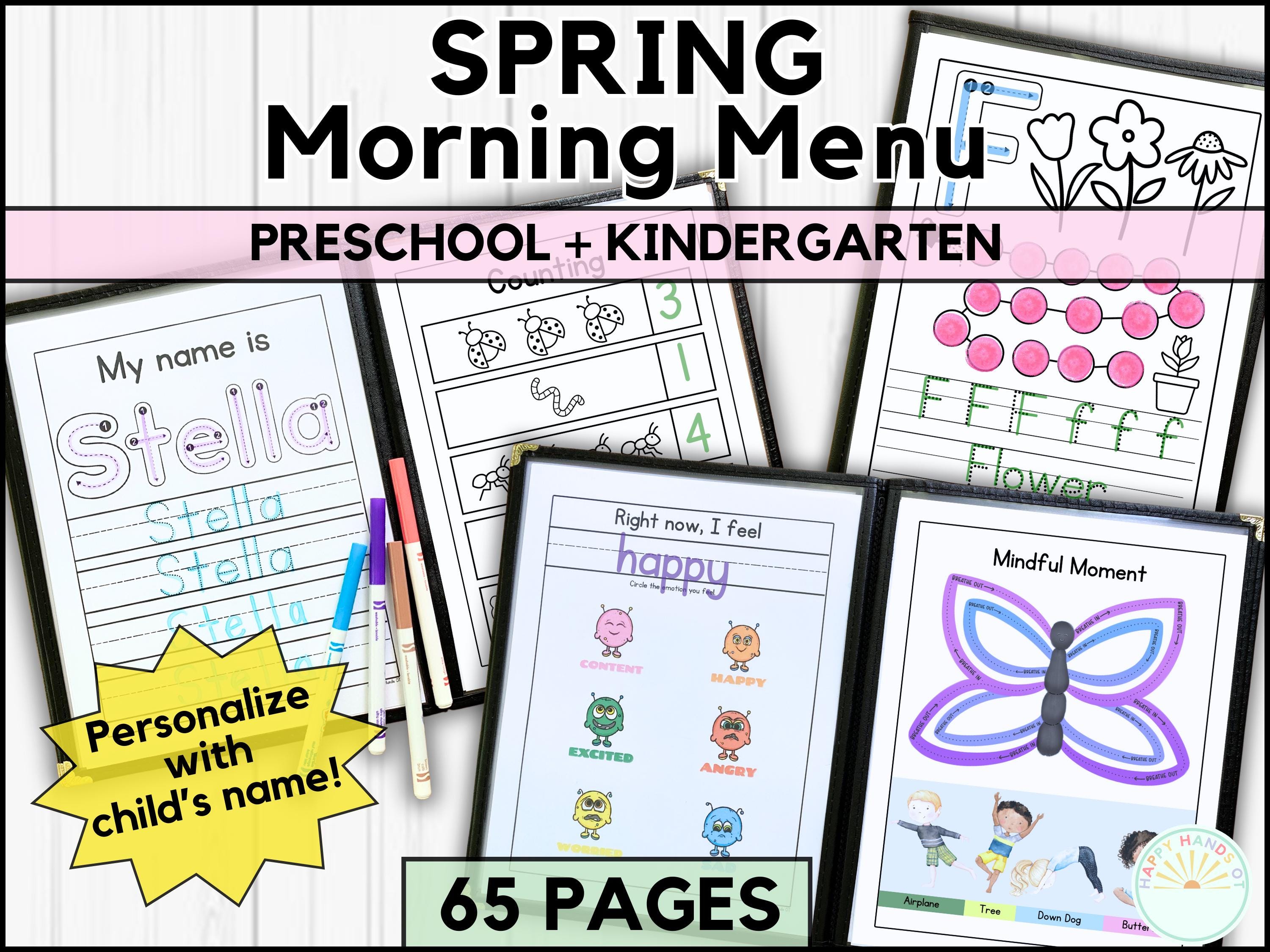 Spring Pre K Morning Menu Homeschool Preschool Handwriting Practice ...