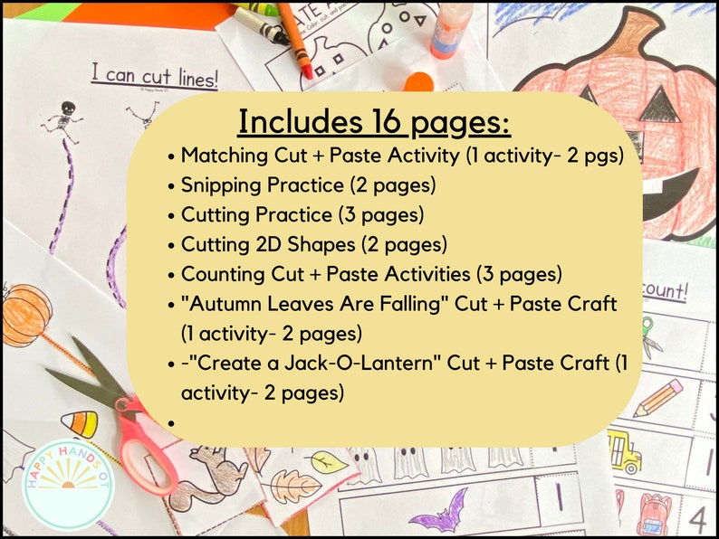 Fall Scissor Skill Halloween Preschool Cutting Practice Autumn ...