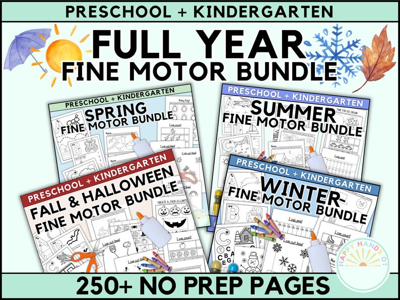 PRINTABLE BUNDLE - Full Year of Fine Motor Preschool Worksheets ...
