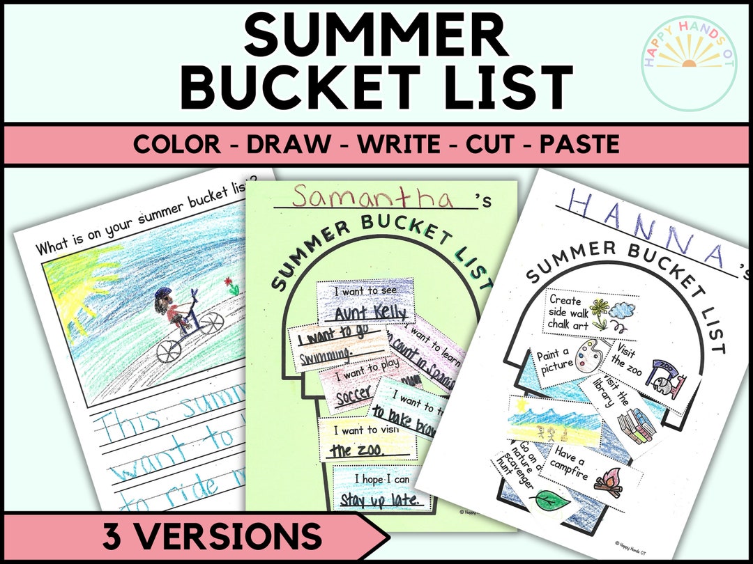 Summer Bucket List Craft Printable Prek Kindergarten Summer Break ...