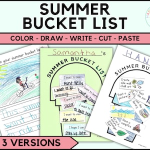 Summer Bucket List Craft Printable Prek Kindergarten Summer Break ...