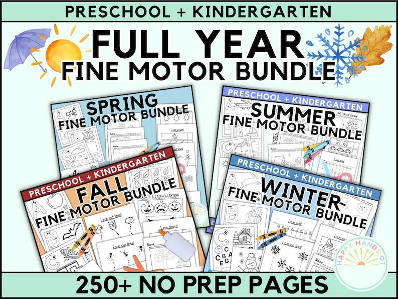 PRINTABLE BUNDLE Full Year of Fine Motor Preschool Worksheets ...