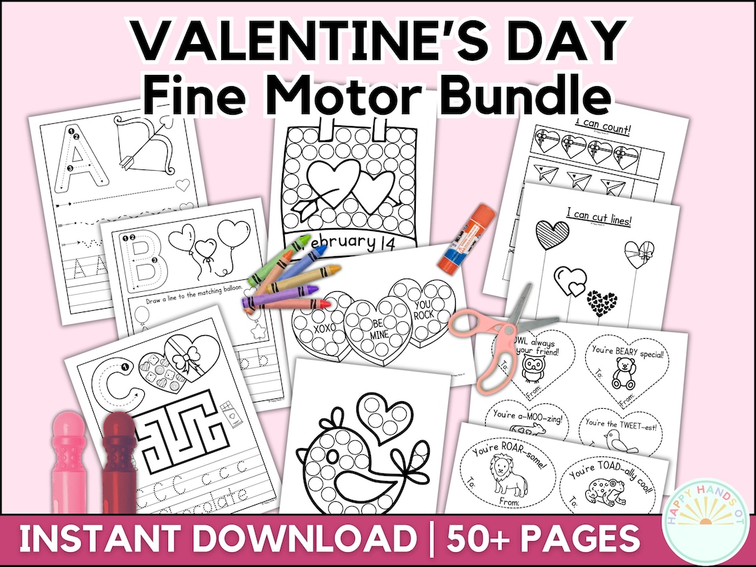 PRINTABLE BUNDLE Preschool Fine Motor Valentine's Day Activities ...