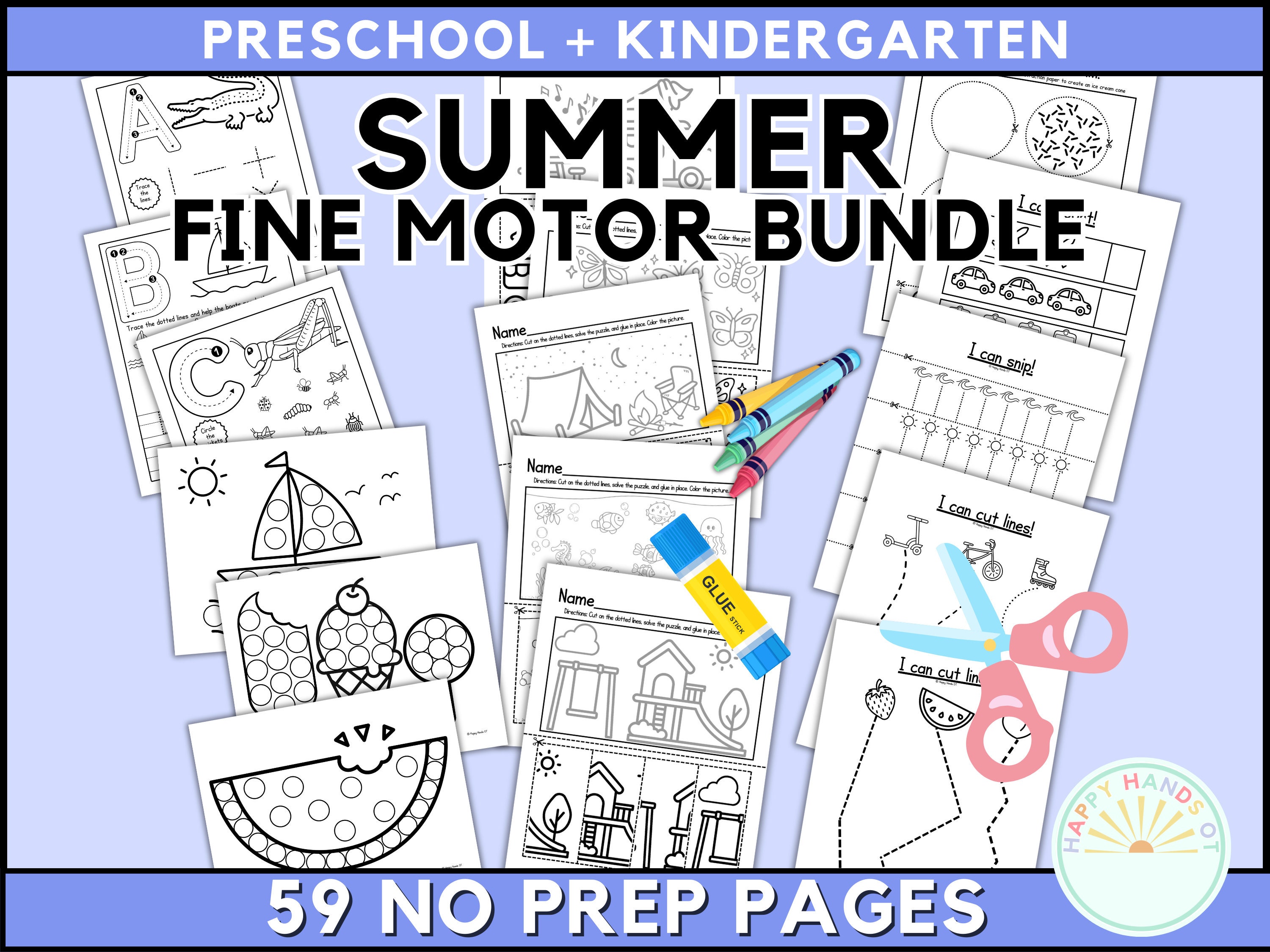 PRINTABLE BUNDLE Summer Dot Art and Cutting Practice Scissor Skill ...