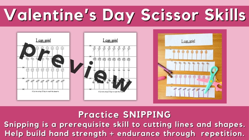 Valentines Day Preschool Worksheets for Kids Scissor Skill Winter ...