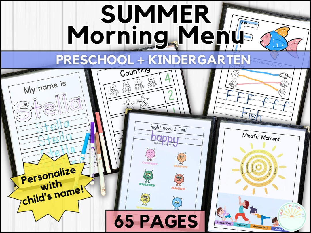 Summer Morning Menu Custom Name Tracing Letters & Handwriting Practice ...
