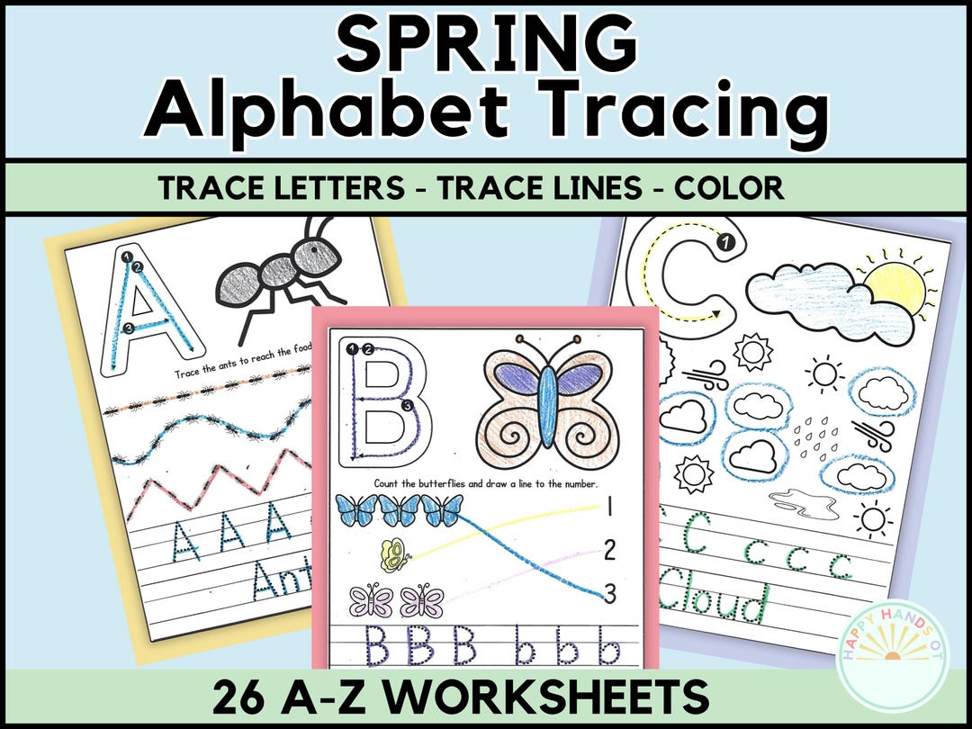 Spring Alphabet Tracing Worksheets for Kids Easter Alphabet Prek ...