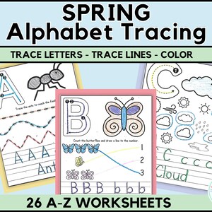 Spring Alphabet Tracing Worksheets for Kids Easter Alphabet Prek ...