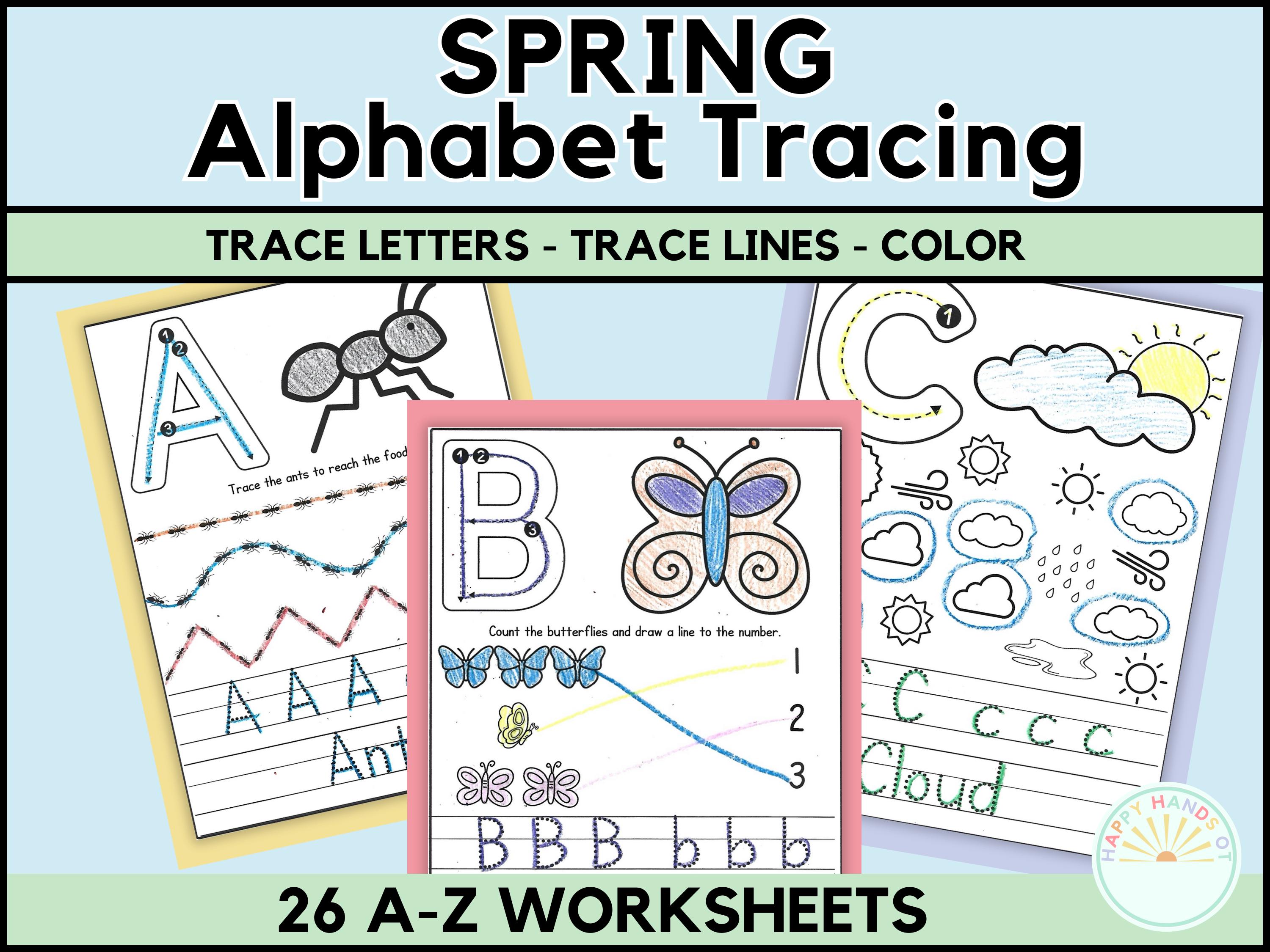 Spring Alphabet Tracing Worksheets for Kids Easter Alphabet Prek ...