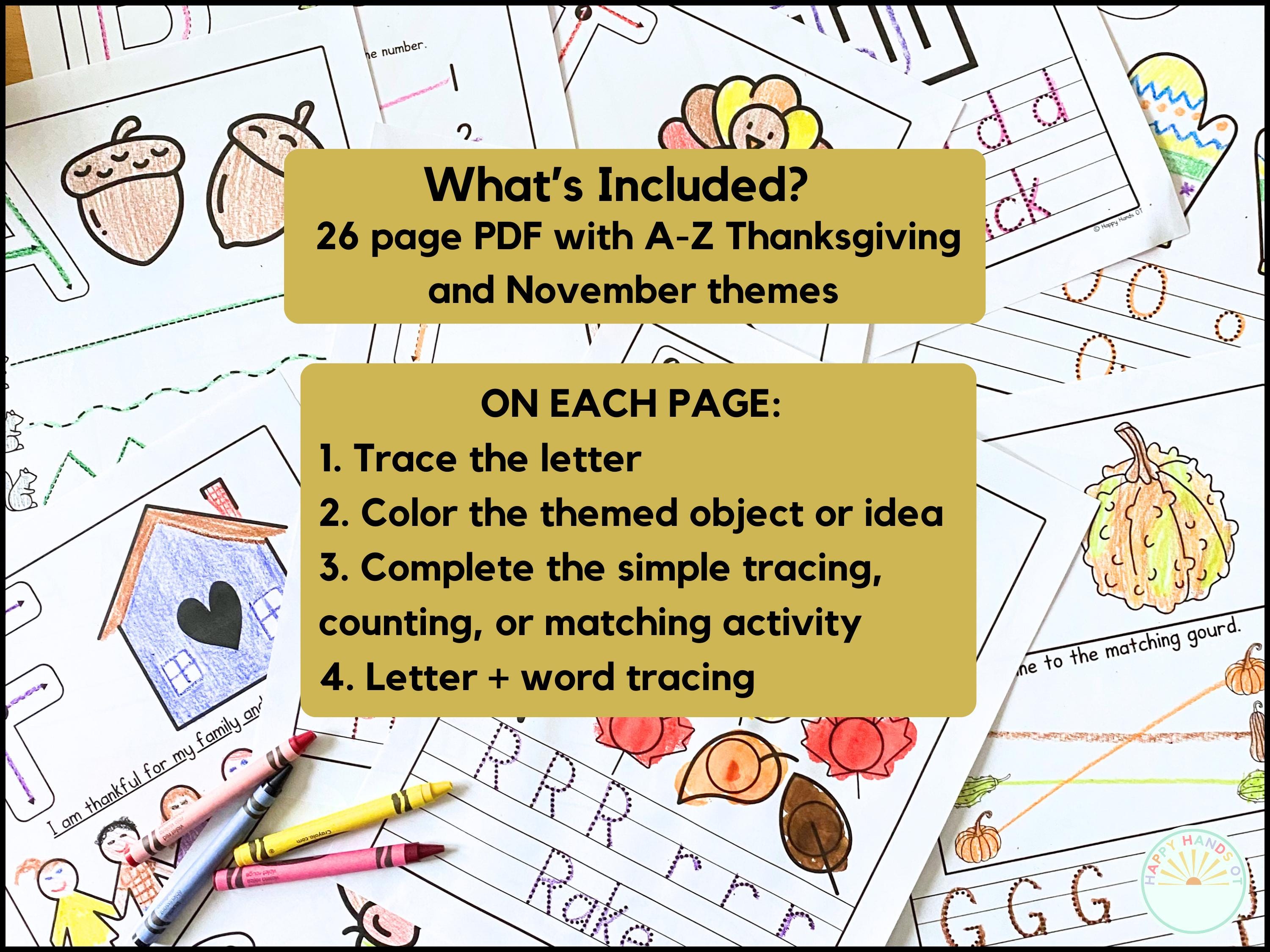 Thanksgiving ABC Tracing Worksheets Letter Tracing Pre K Worksheets ...