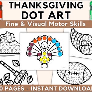 Thanksgiving Dot Art November No Prep Thanksgiving Dot Marker Turkey ...