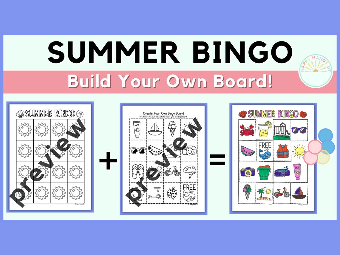 Summer Vacation Bingo Activity for Kids Summer Bingo Scissor Skill ...