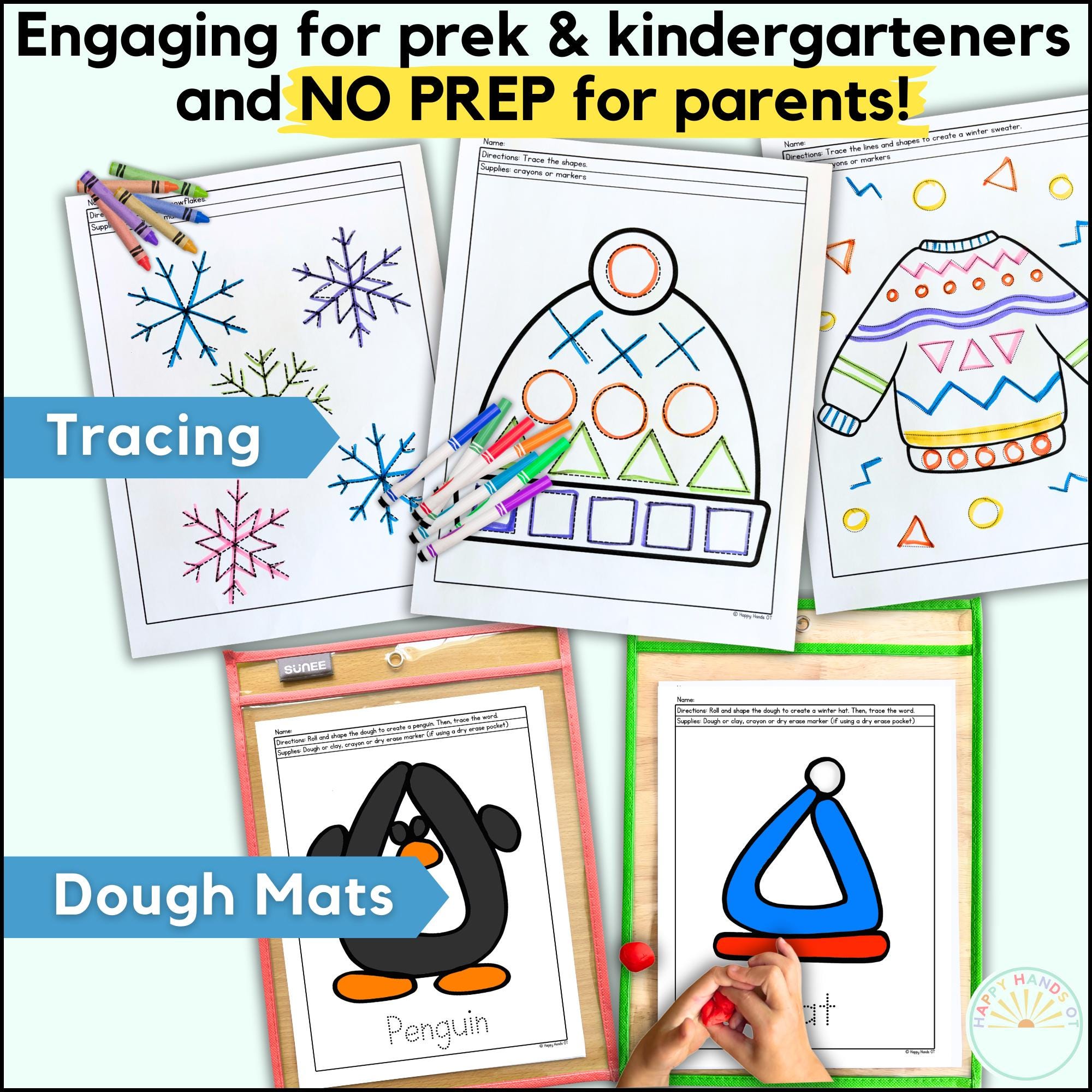 January Preschool Printables, Winter Fine Motor Skills, Winter Dot ...