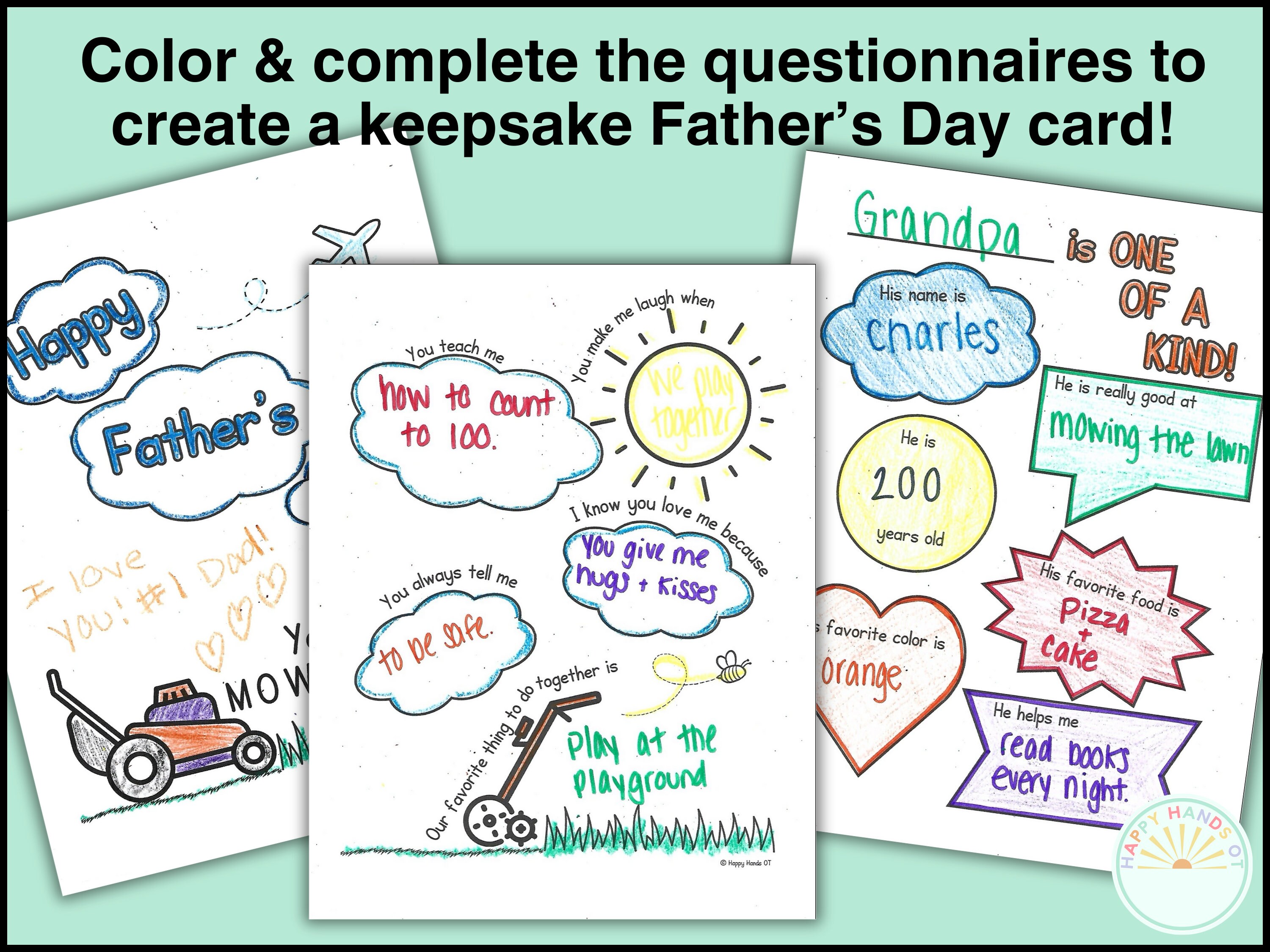 All About My Dad Fathers Day Questionnaire for Kids DIY Gift for Dad ...