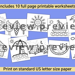 Summer Dot Art Printable Preschool Summer Worksheets for Kids Summer ...
