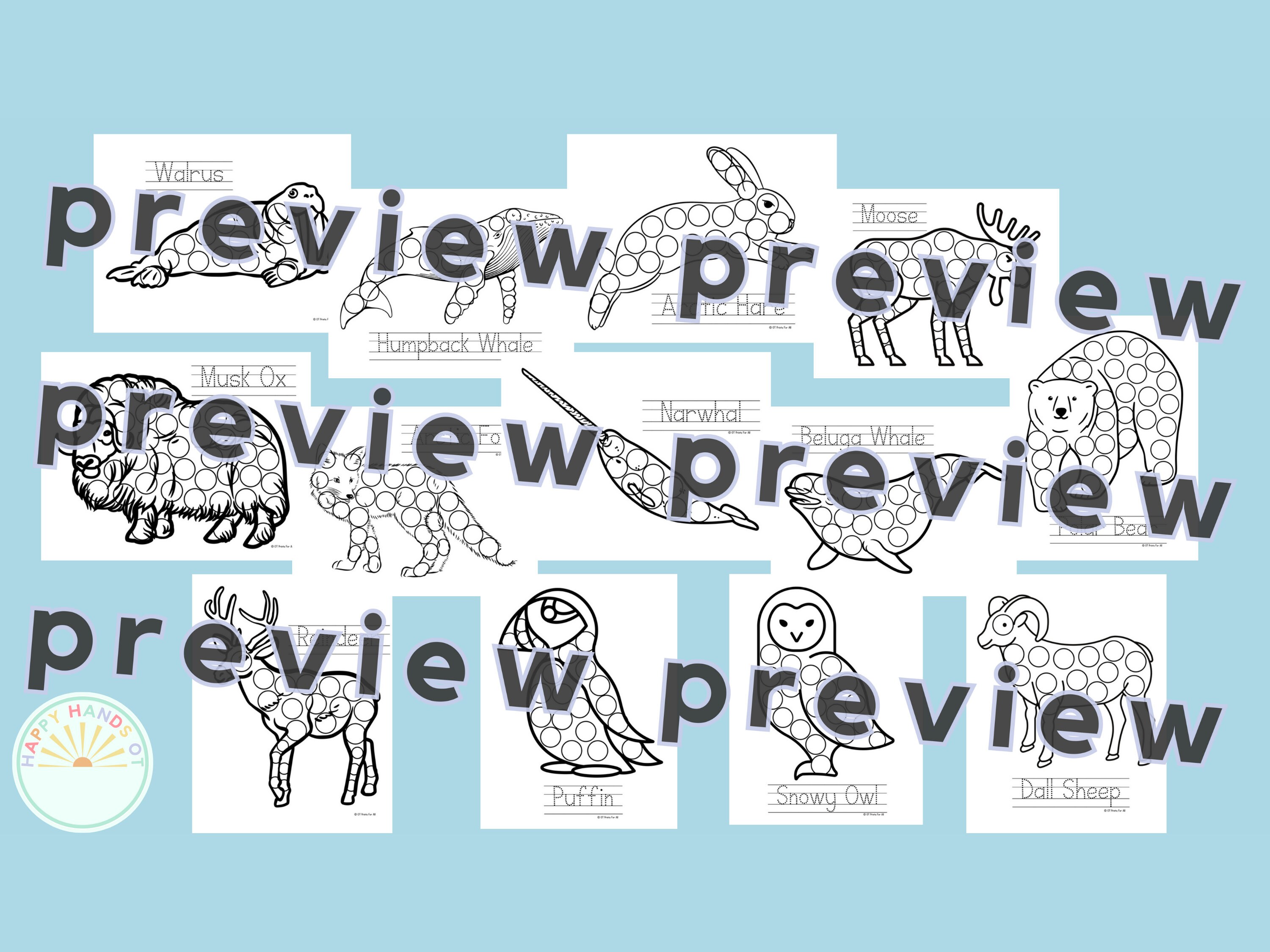 Arctic Animals Preschool Dot Marker Printable Arctic Animals Coloring ...