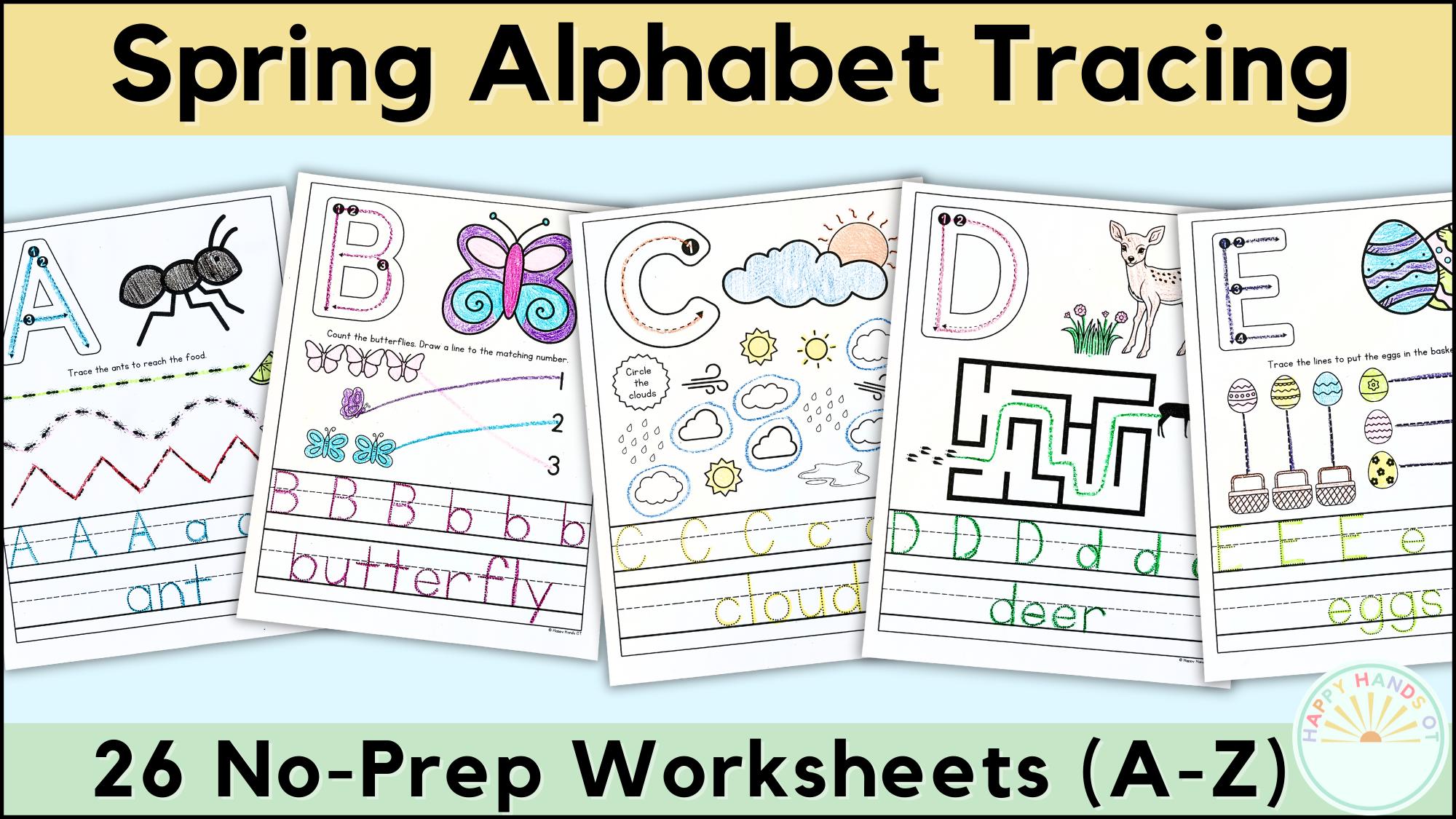 Spring Alphabet Tracing Worksheets for Kids Easter Alphabet Prek ...