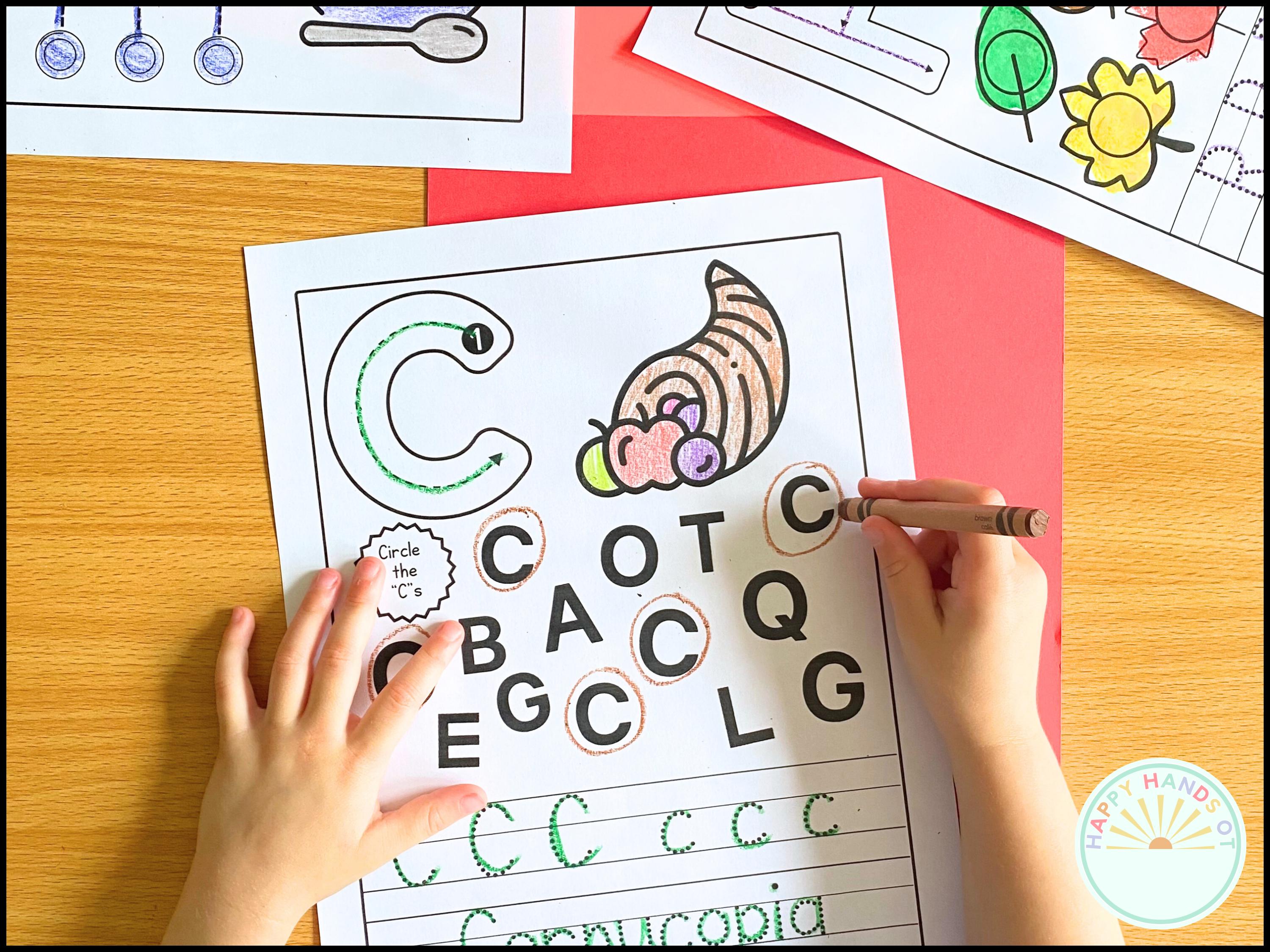 Thanksgiving ABC Tracing Worksheets Letter Tracing Pre K Worksheets ...