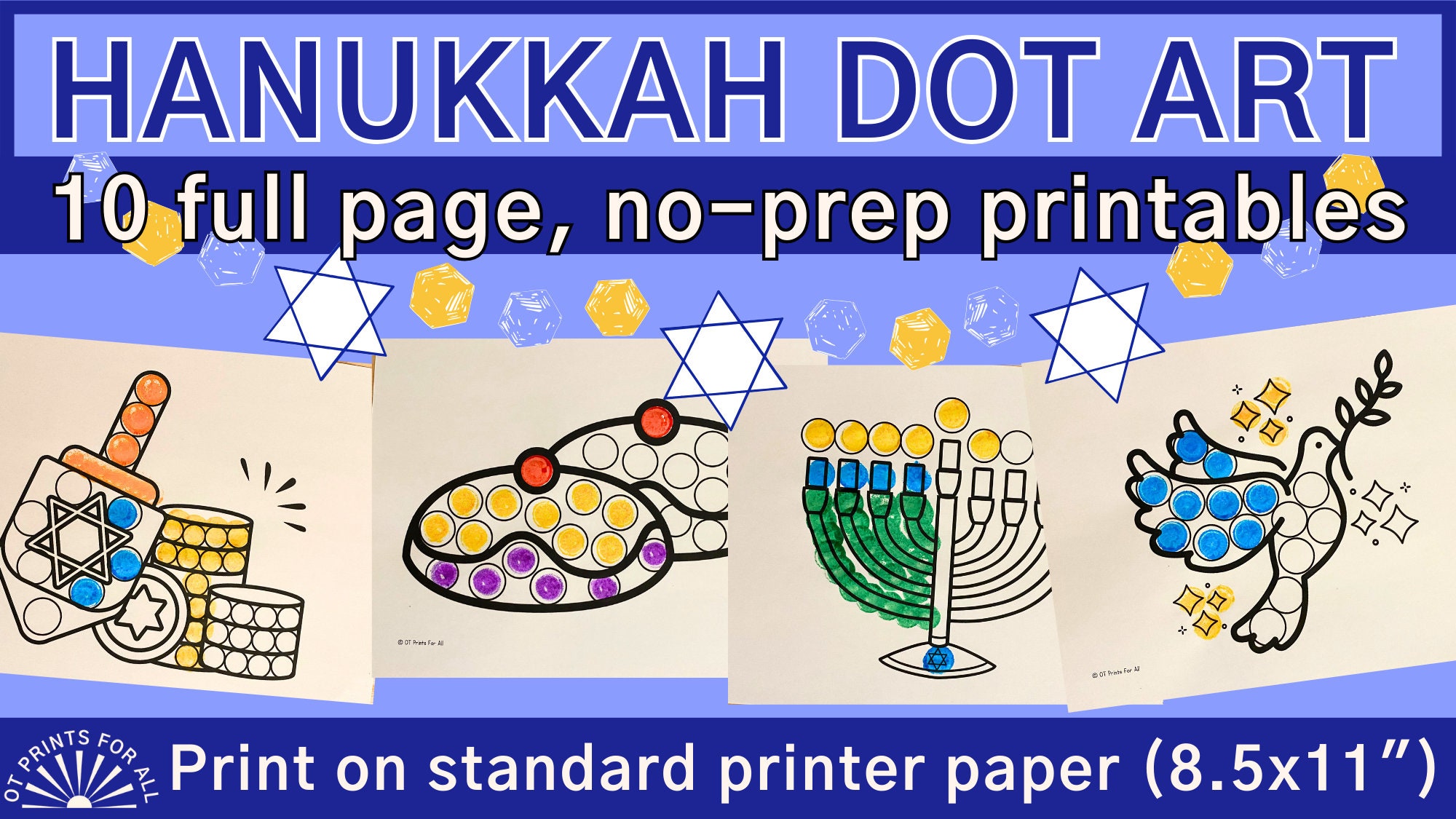 Hanukkah Dot Art Hanukkah Crafts Winter Preschool Fine Motor Pre K ...