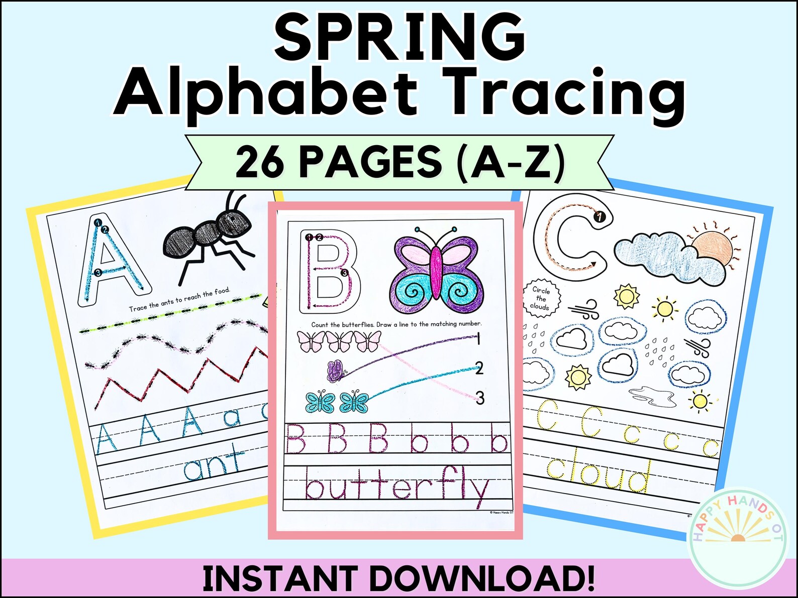 Spring Alphabet Tracing Worksheets for Kids Easter Alphabet Prek ...