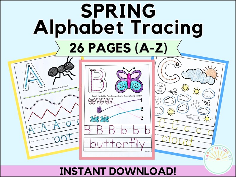 Spring Alphabet Tracing Worksheets for Kids Easter Alphabet Prek ...