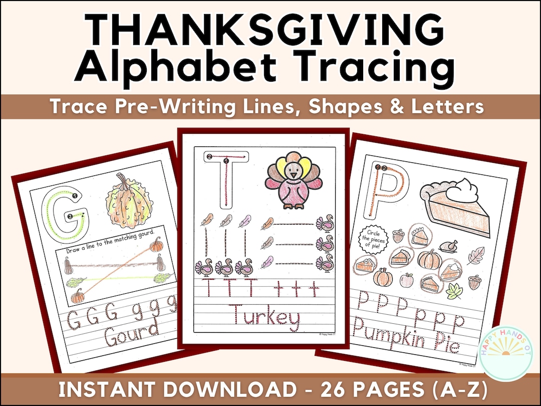 Thanksgiving ABC Tracing Worksheets Letter Tracing Pre K Worksheets ...