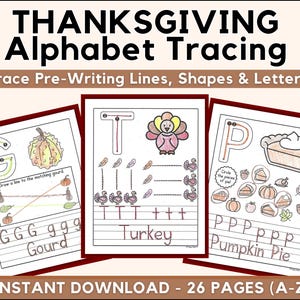 Thanksgiving ABC Tracing Worksheets Letter Tracing Pre K Worksheets ...