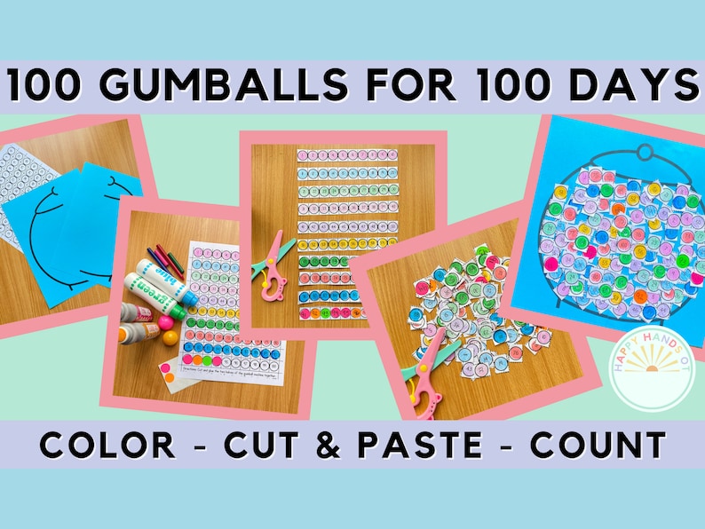 100th Day of School Gumball Craft 100 Days Celebration Printable ...