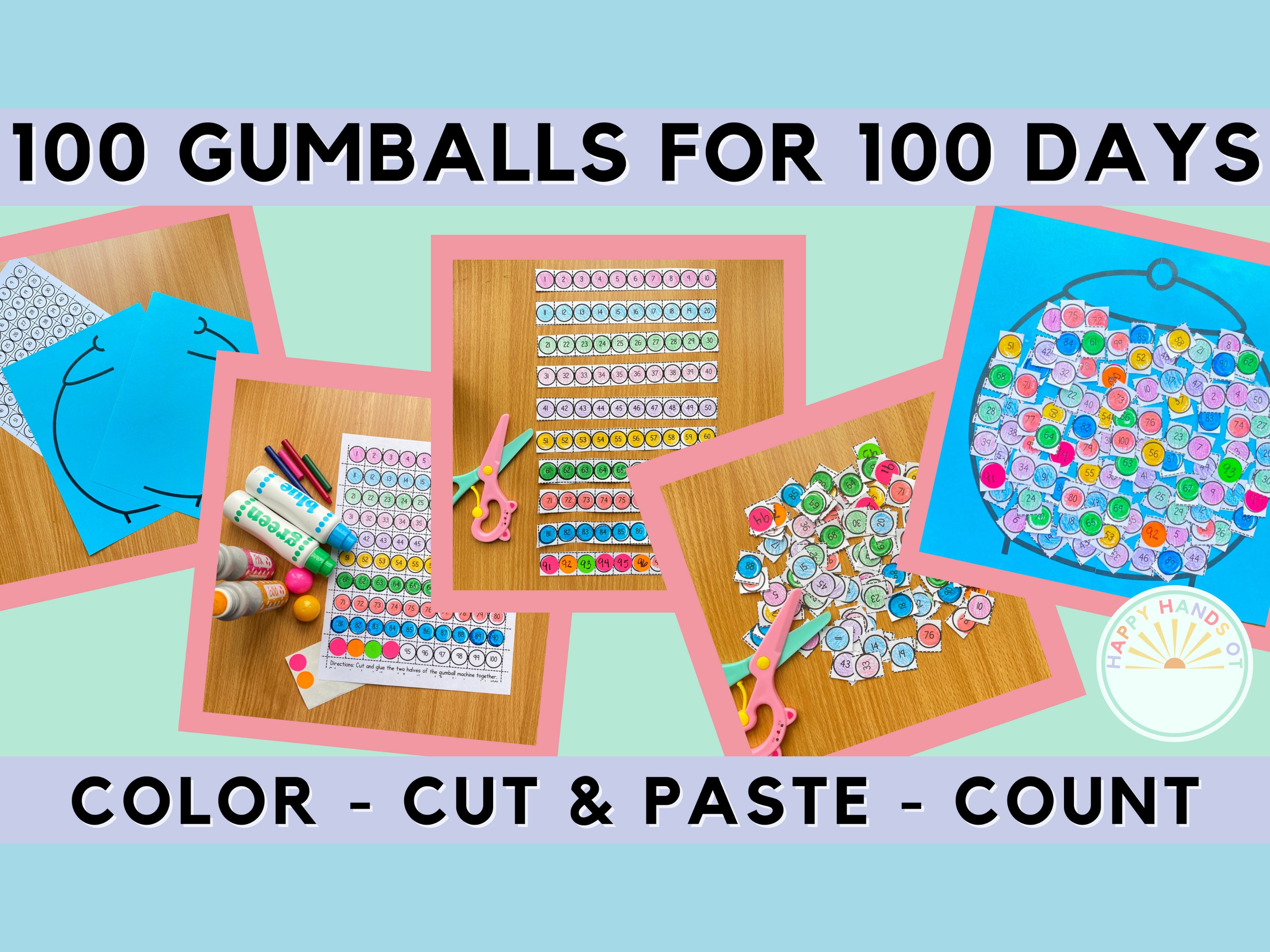 100th Day of School Gumball Craft 100 Days Celebration Printable ...