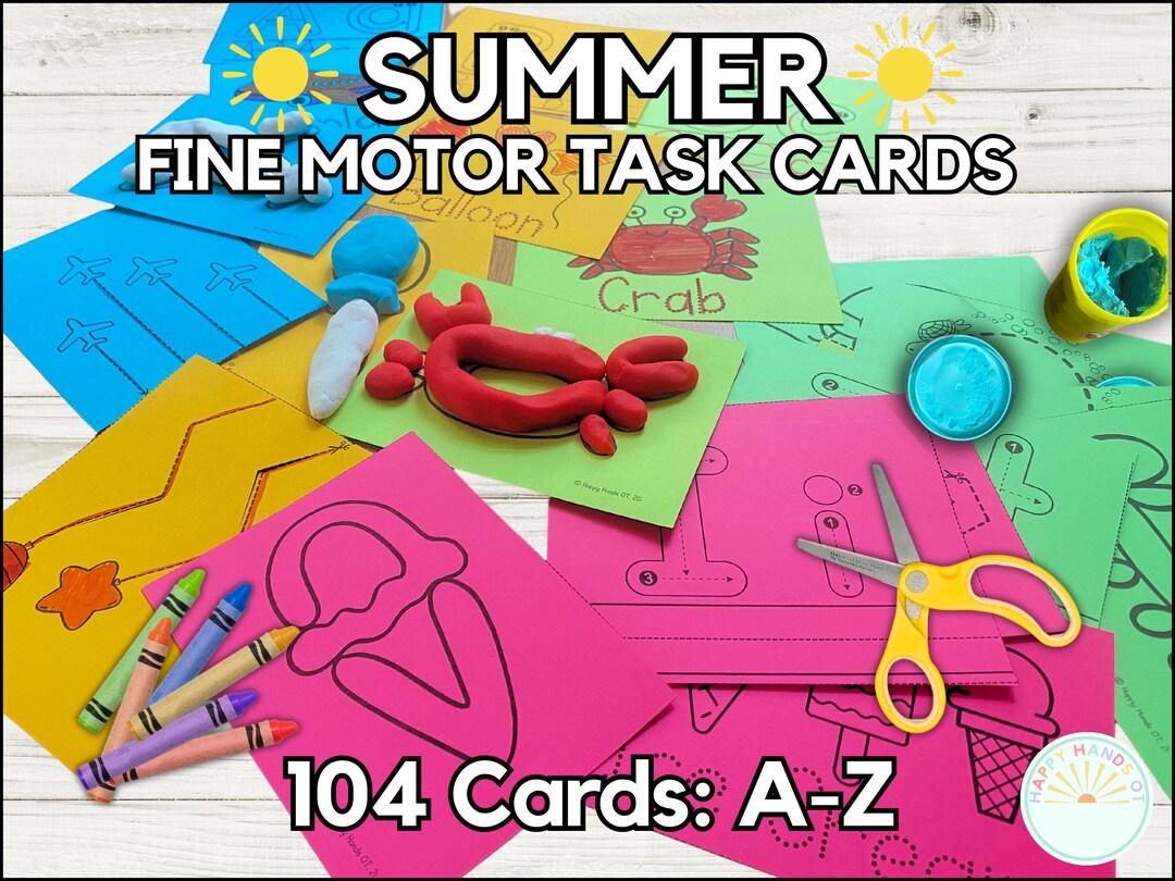 Summer Preschool Fine Motor Task Cards - Preschool Tracing Worksheets ...