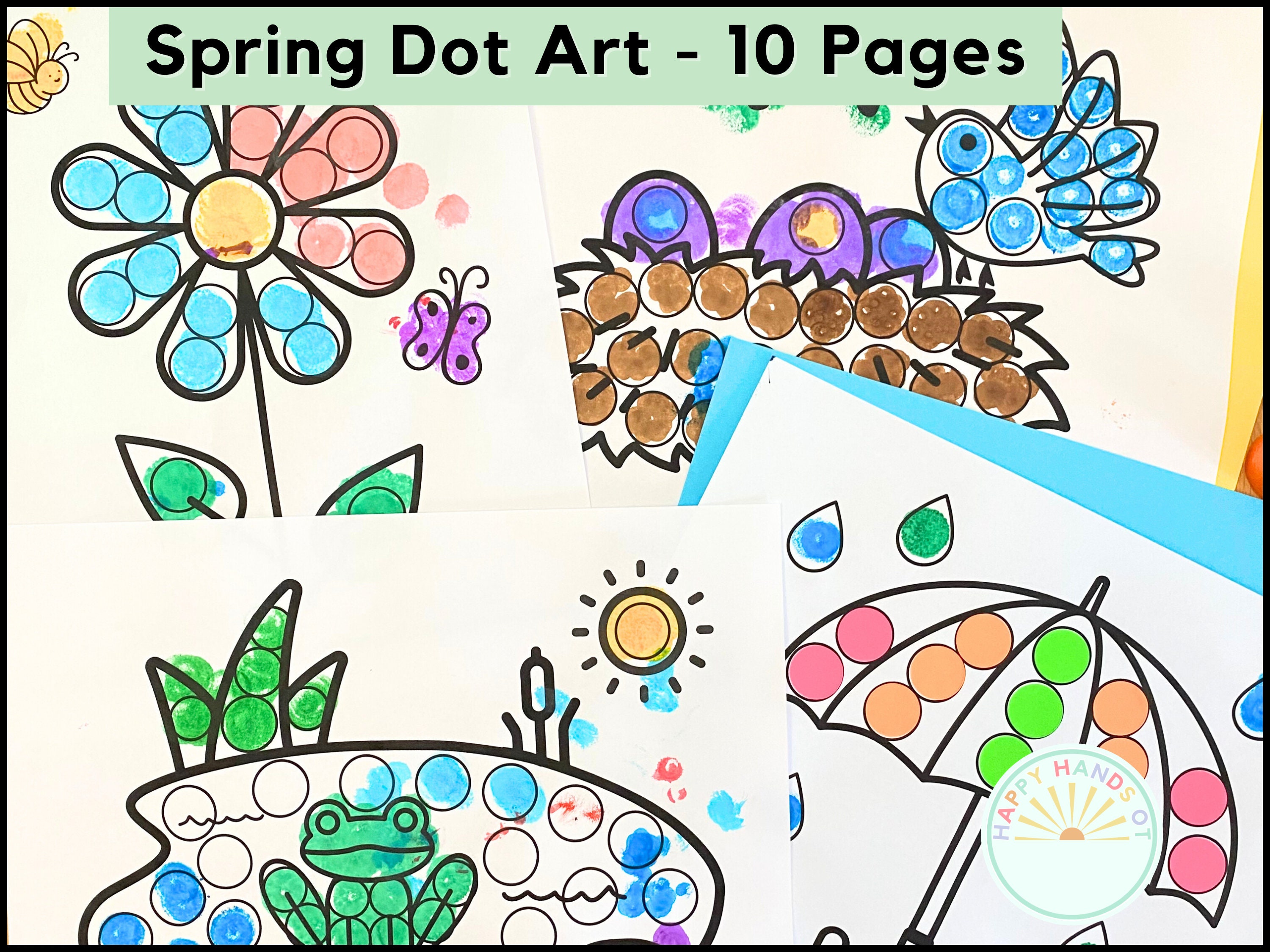 PRINTABLE BUNDLE Spring Dot Art and Cutting Practice Spring Scissor ...