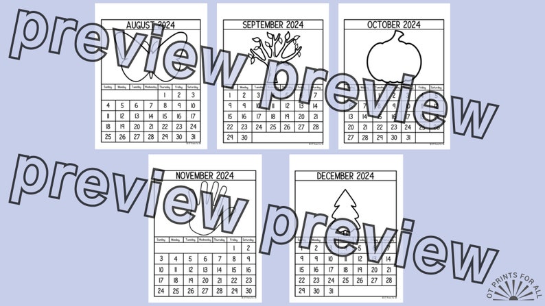 2024 Artwork Calendar for Kids Printable New Years Activities 2024 New ...