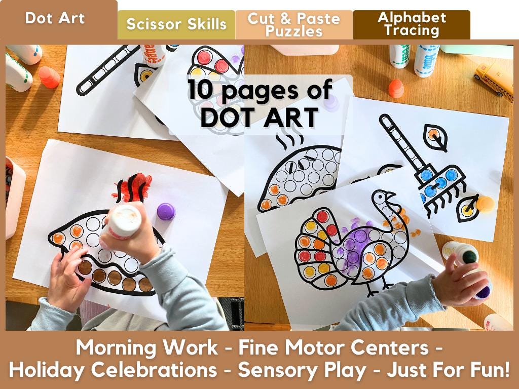 PRINTABLE BUNDLE: Thanksgiving Preschool Fine Motor Scissor Skills ABC ...