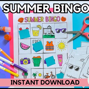 Summer Vacation Bingo Activity for Kids Summer Bingo Scissor Skill ...