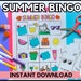 Summer Vacation Bingo Activity for Kids Summer Bingo Scissor Skill ...