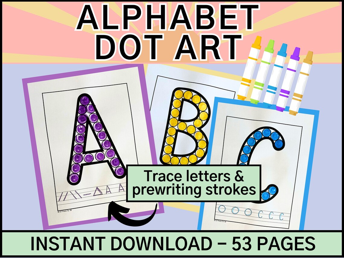 Alphabet Dot Art Preschool Worksheets for Kids ABC Tracing Worksheet ...