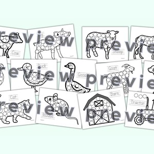 Farm Animals Dot Marker Worksheets for Kids Preschool Tracing ...