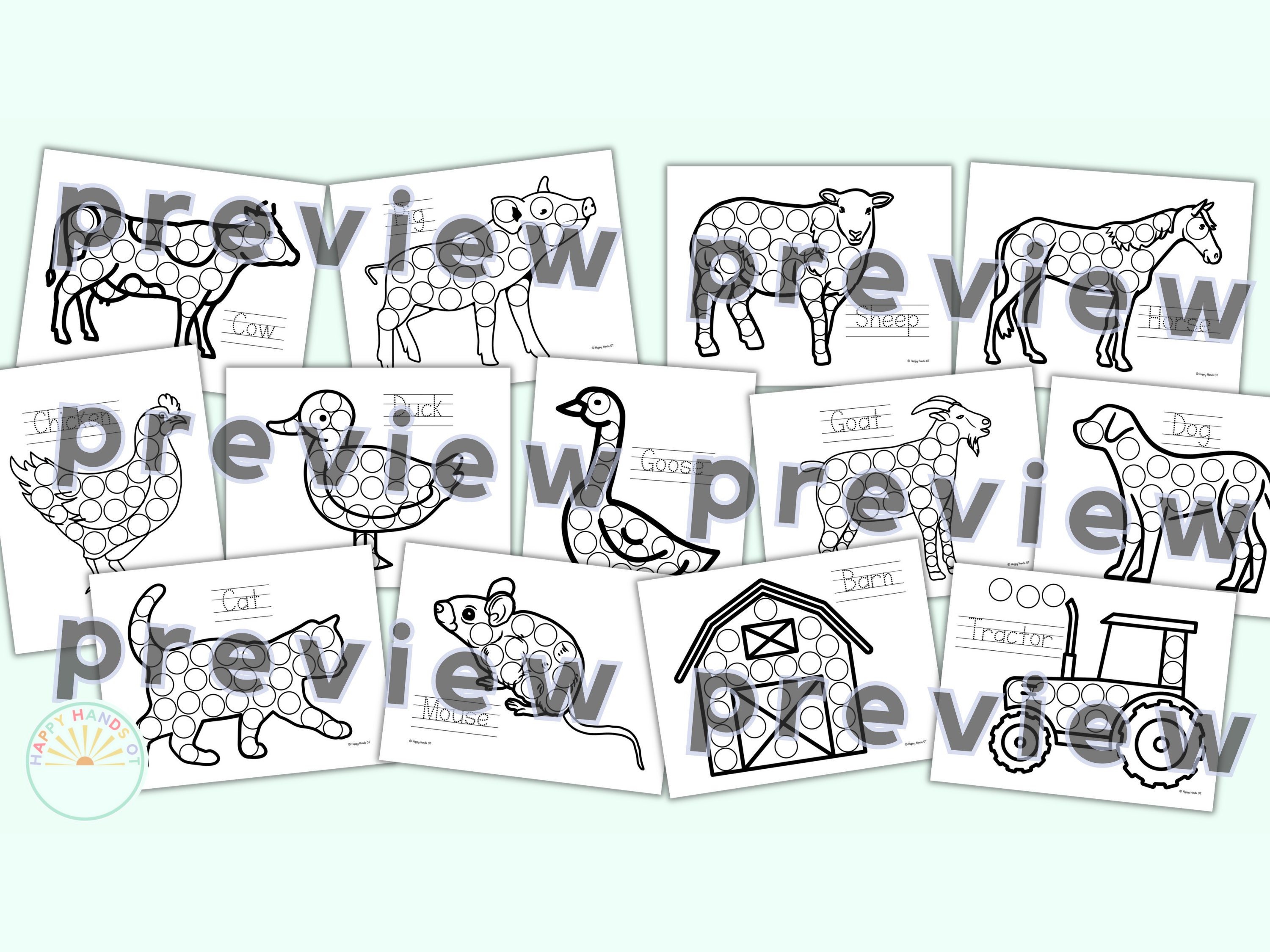 Farm Animals Dot Marker Worksheets for Kids Preschool Tracing ...