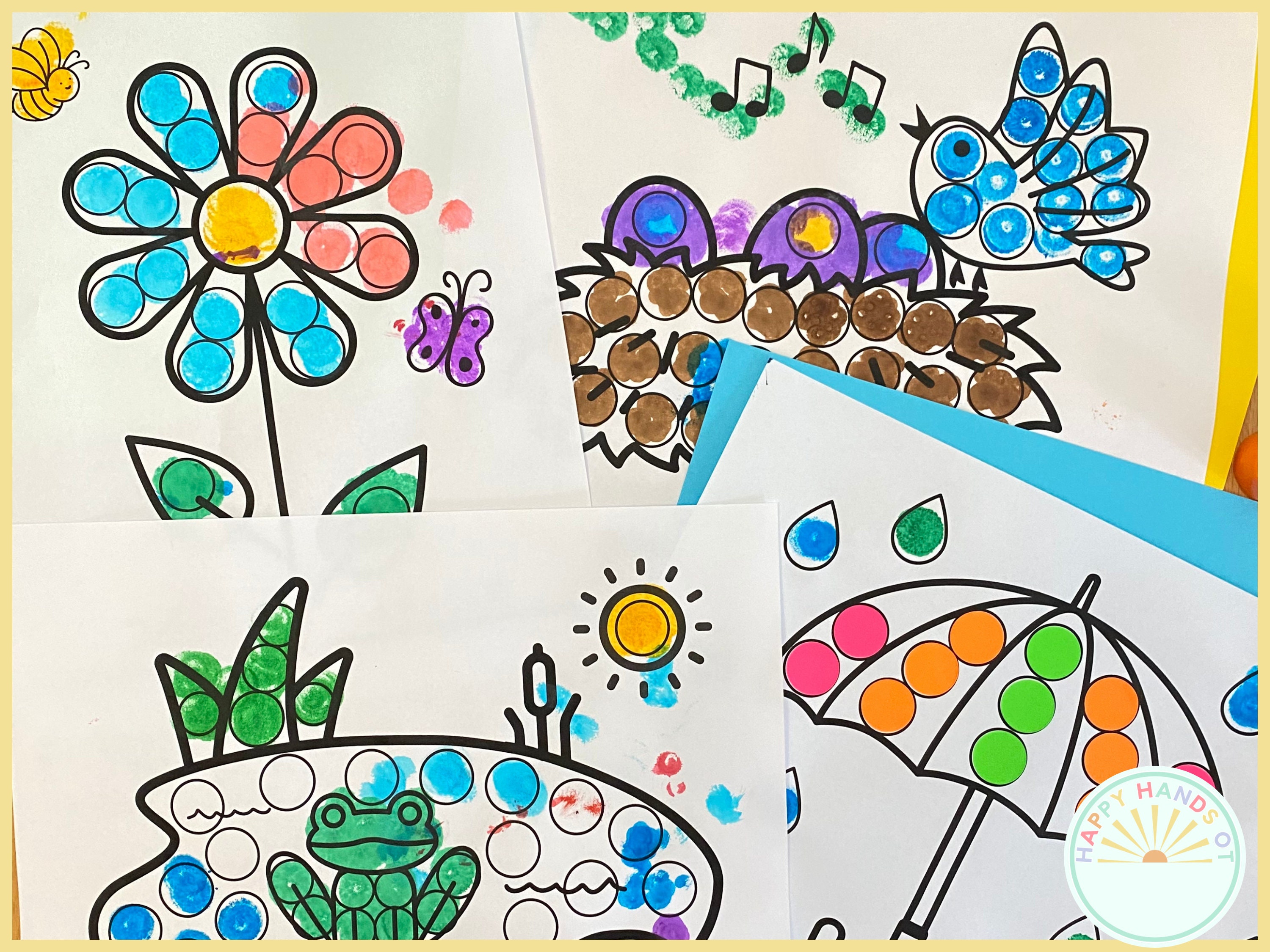 Spring Dot Art Printable Preschool Spring Worksheets for Kids Classroom ...