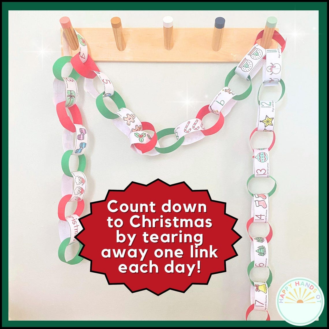 Christmas Countdown Paper Chain Garland Preschool Christmas Printables ...