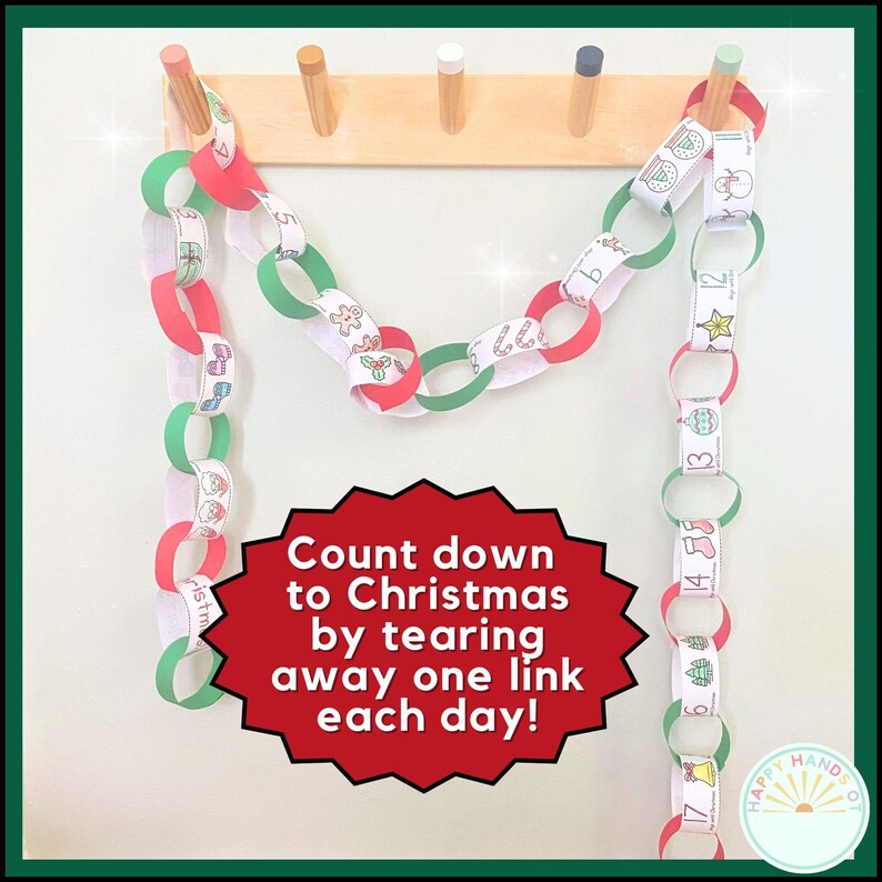 Christmas Countdown Paper Chain Garland Preschool Christmas Printables ...
