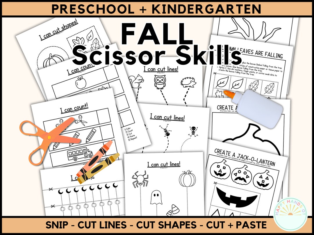 Fall Scissor Skill Halloween Preschool Cutting Practice Autumn ...