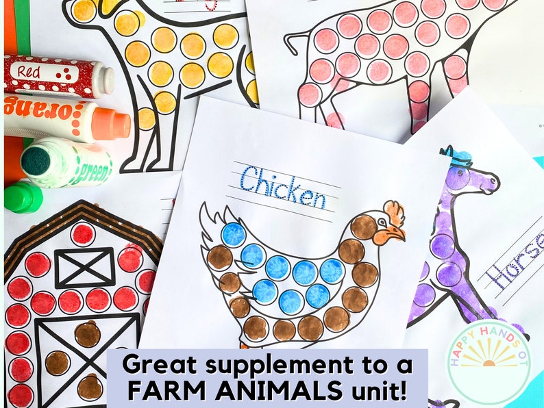 Farm Animals Dot Marker Worksheets for Kids Preschool Tracing ...