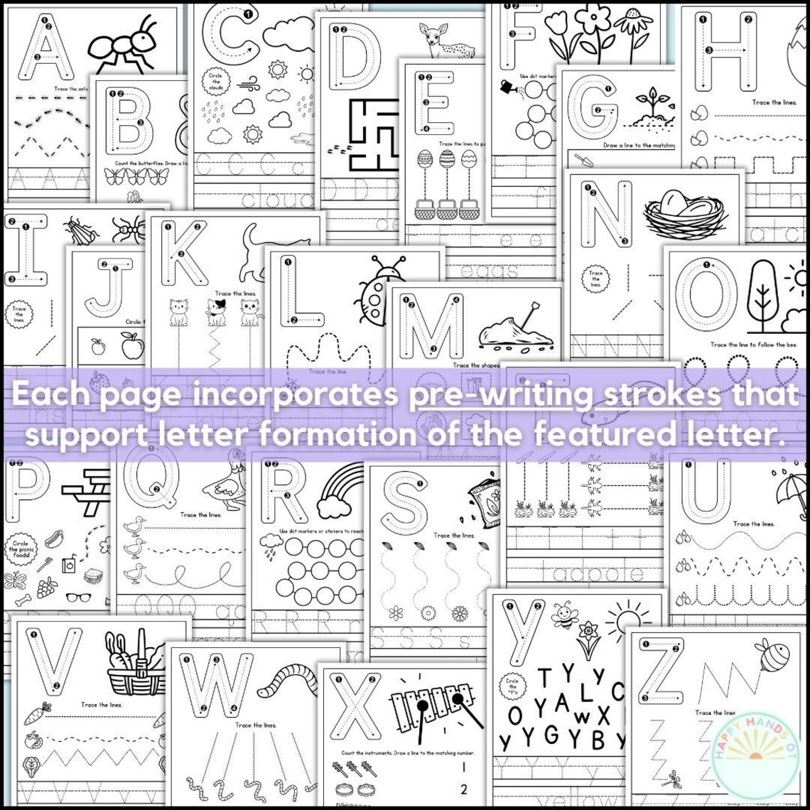 Spring Alphabet Tracing Worksheets for Kids Easter Alphabet Prek ...