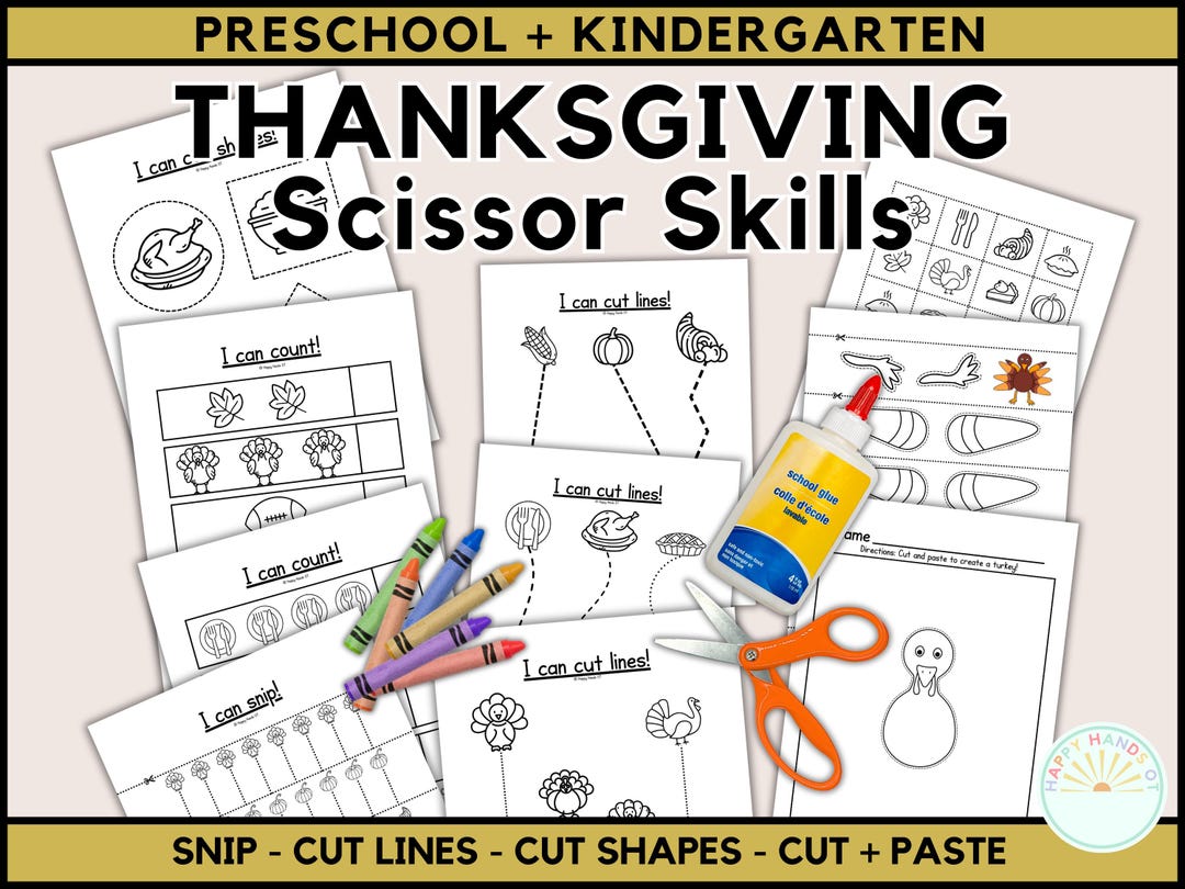 Thanksgiving Activity Kids Cut and Glue Scissor Skill Preschool ...