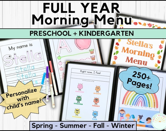 Morning Menu Homeschool Preschool Workbook Kindergarten Prep Watercolor ...