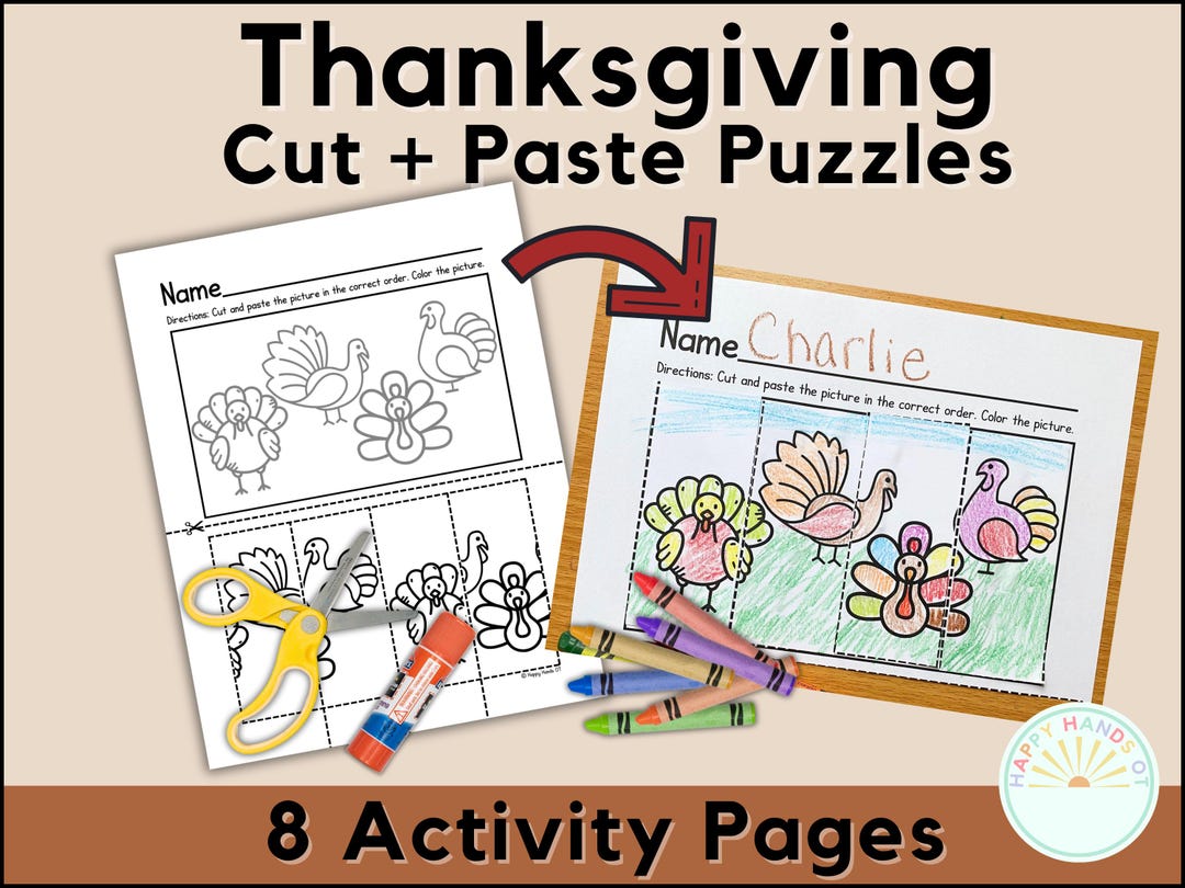 Thanksgiving Activity Kids Cut and Glue Scissor Skill Preschool ...