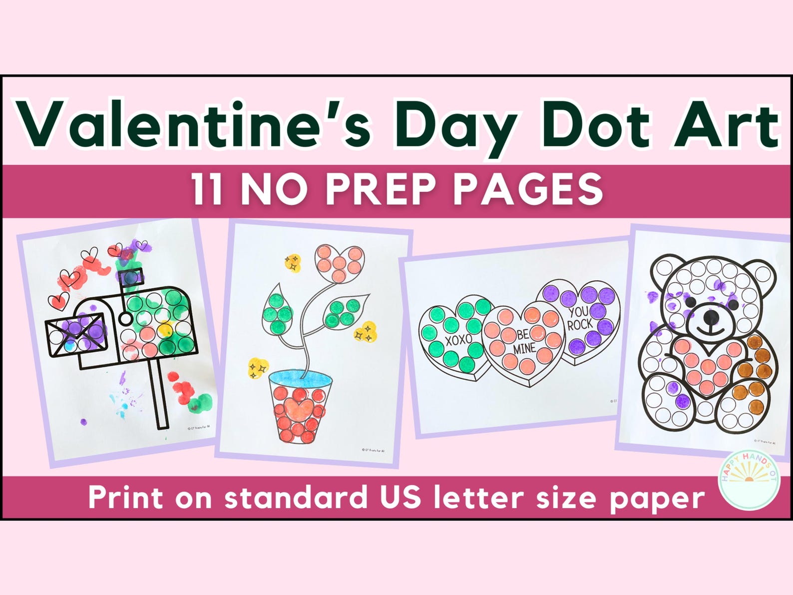 Valentines Day Dot Art Printable Preschool Valentines Worksheets for ...